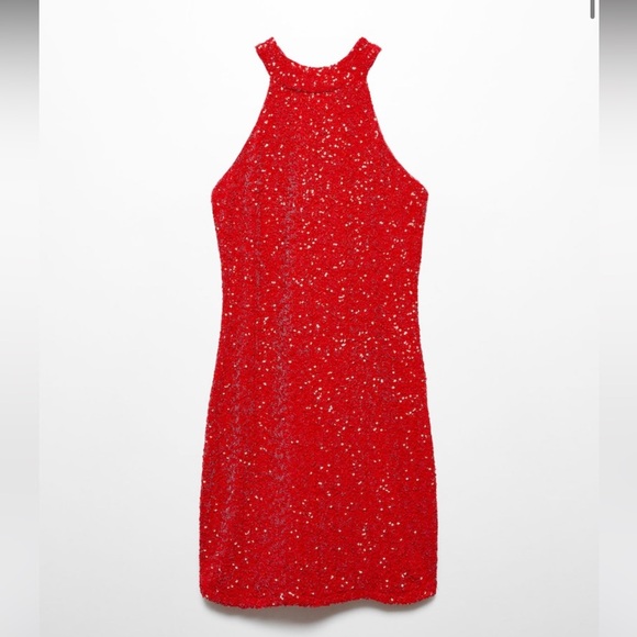 Mango | Dresses | Red Sequin Mango Mini Dress | Poshmark